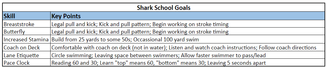 Jackson Swim Team - Group Levels